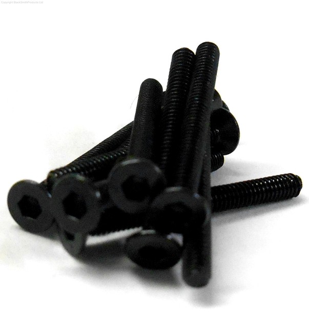 M2 X 20mm 2 X 20 Black Inner Hex Flat Socket Countersunk Screw 10 ...