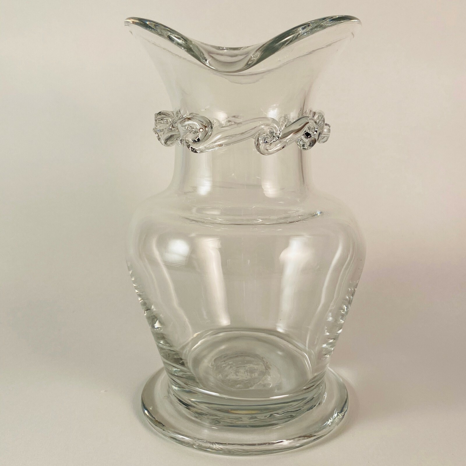 Art Glass Vase Pitcher Rigaree Collar Two Spouts Hand Blown | eBay