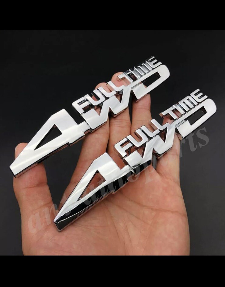 2x Metal Chrome 4WD FULL TIME 4X4 Car Fender Trunk Emblem Badge Decals ...