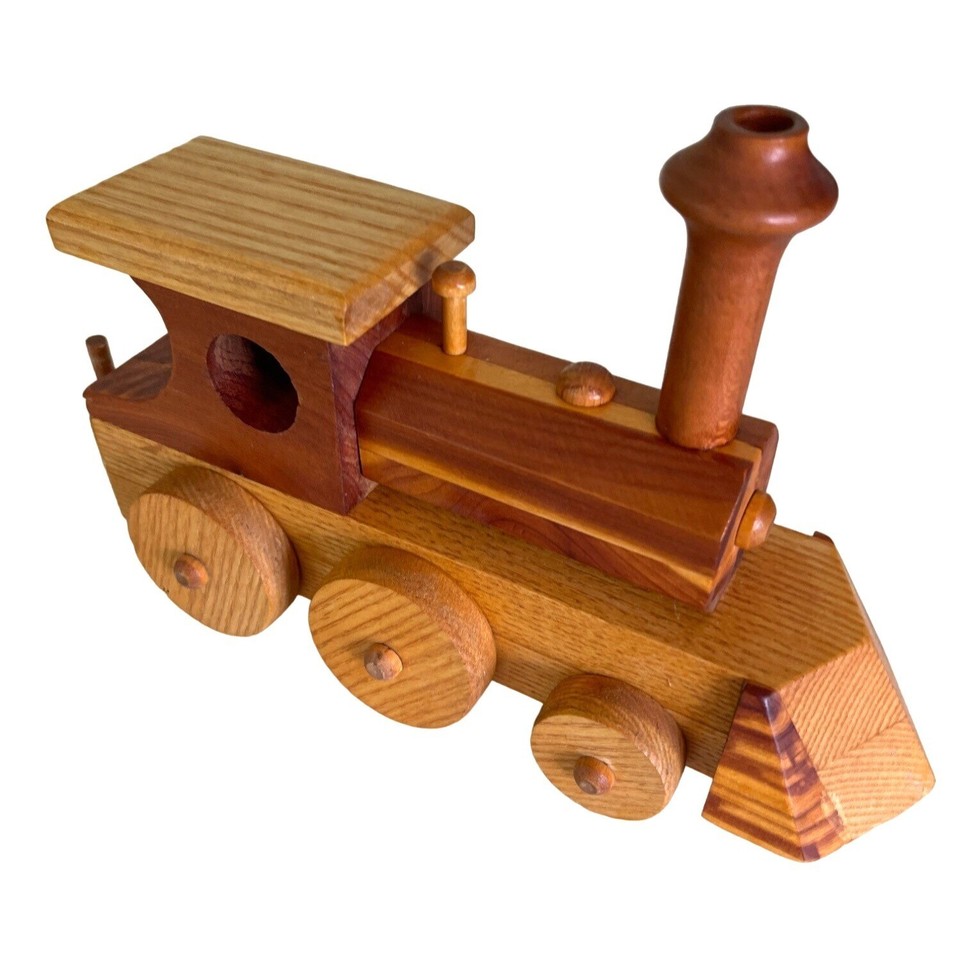 Wood Train Set Large 42” Long 5 Interlocking Cars Working Wheels ...