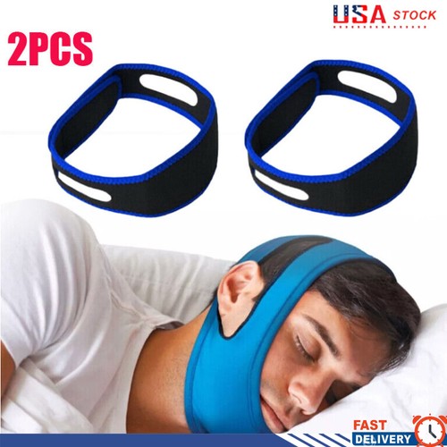 2PCS Anti Snore Chin Strap Stop Snoring Belt Sleep Apnea Support ...