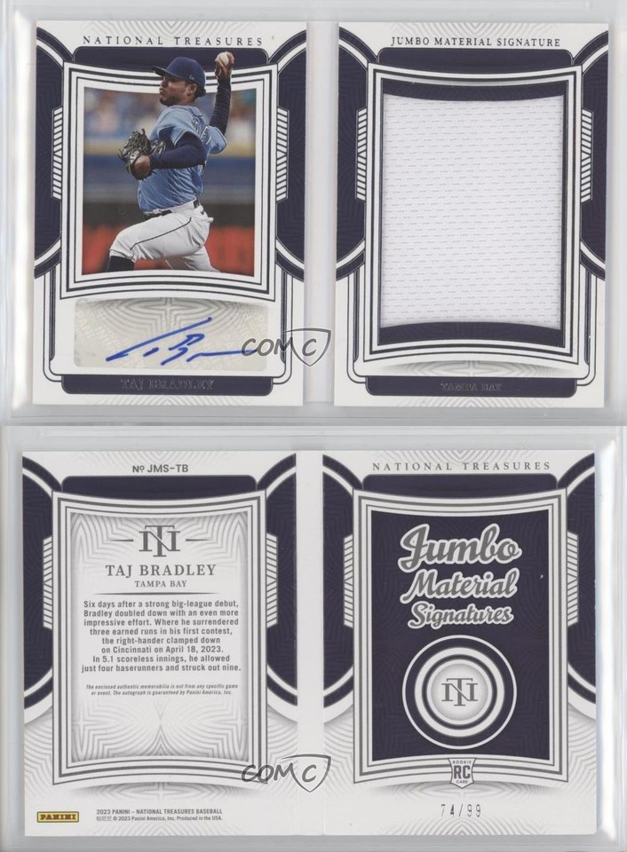 2023 Panini National Treasures 74/99 Taj Bradley #JMS-TB Rookie Auto RC ...