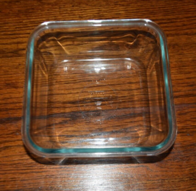 Pyrex #8704 Clear Glass w/ Blue Tint Square 4 Cup Baking Storage Dish ...