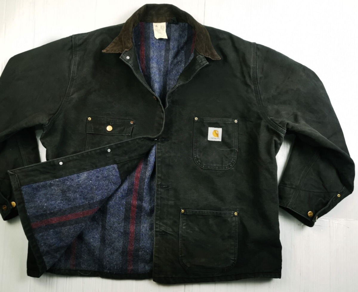 HOT VTG CARHARTT @ CB105 PARKA WORKWEAR BLANKET LINED BLACK HOT VTG CARHARTT @ CB105 PARKA WORKWEAR BLANKET LINED BLACK