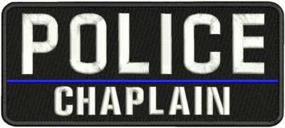 POLICE CHAPLAIN BLUE LINE EMB PATC 4X10 HOOK ON BACK BLK/WHITE | eBay