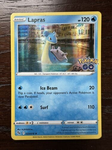 Lapras Pokemon Go 023/078 Holo Rare Pokemon TCG Card 2022 NM-Mint | eBay