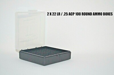 22 lr (2) x Ammo Box / Case / Storage (100) Round .22LR, .25 ACP (CLEAR ...