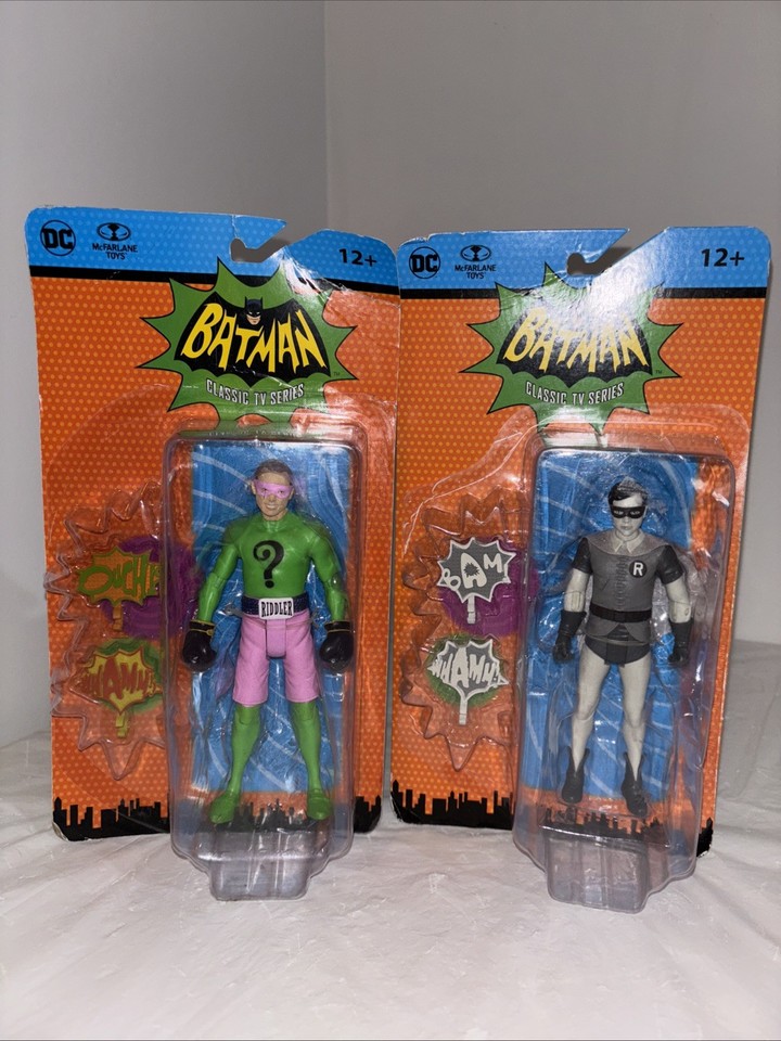 DC Batman Classic TV Series Riddler w/ Boxing Gear, Robin B&W McFarlane ...