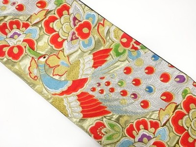 7434244: JAPANESE KIMONO / ANTIQUE FUKURO OBI / WOVEN CHINESE FLOWER | eBay