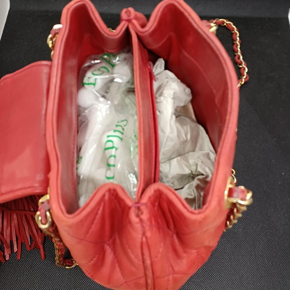 CHANEL Vintage Red Quilted Shoulder Bag 23×18×11cm Good Condition | eBay