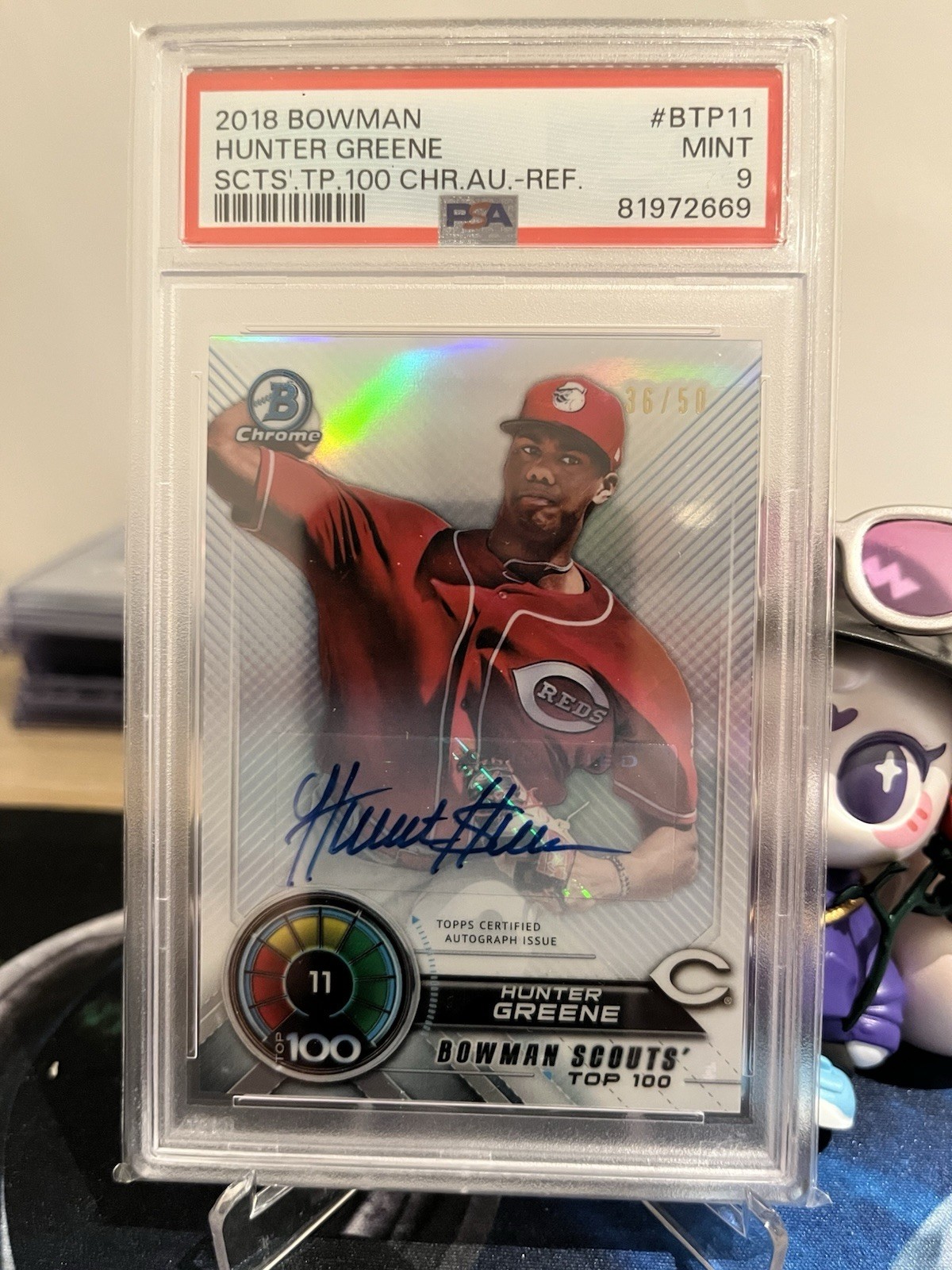 2018 Bowman scouts TOP 100 Hunter Greene Autograph 36/50 PSA9 | eBay