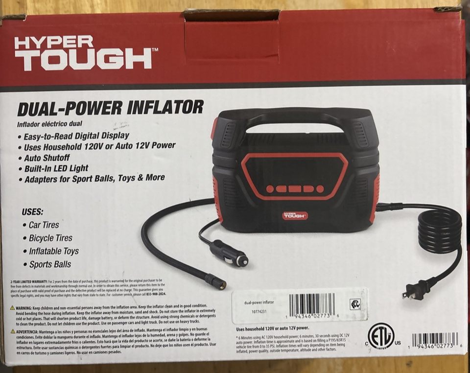 Hyper Tough (10774231) - Dual-Power Digital Inflator 12V or 120V ...