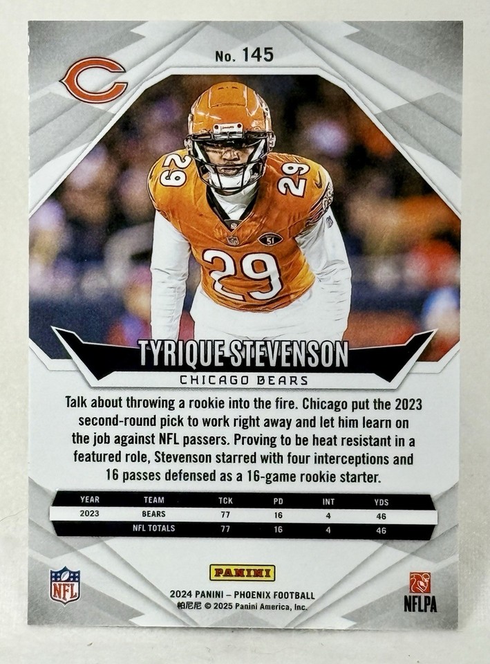 Tyrique Stevenson - 2024 Panini Phoenix Card #145 - Chicago Bears ...