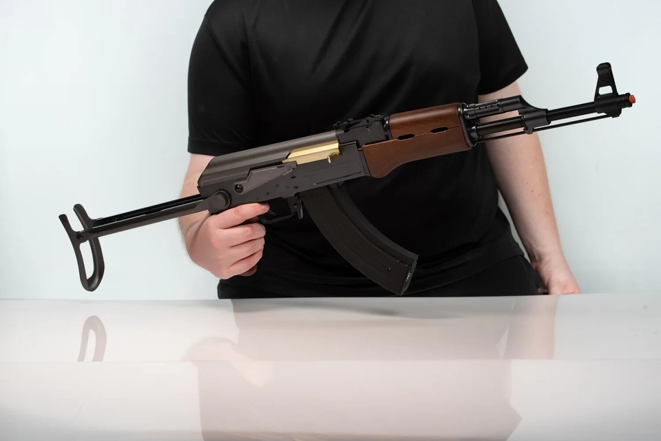 AK-47 Metal w/ Folding Stock Fake Rifle Cosplay Prop - Premium Two-Tone ...