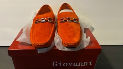 Giovanni Mens Suede Loafer, Orange, unique Gold/Orange Buckle SZ 10 | eBay