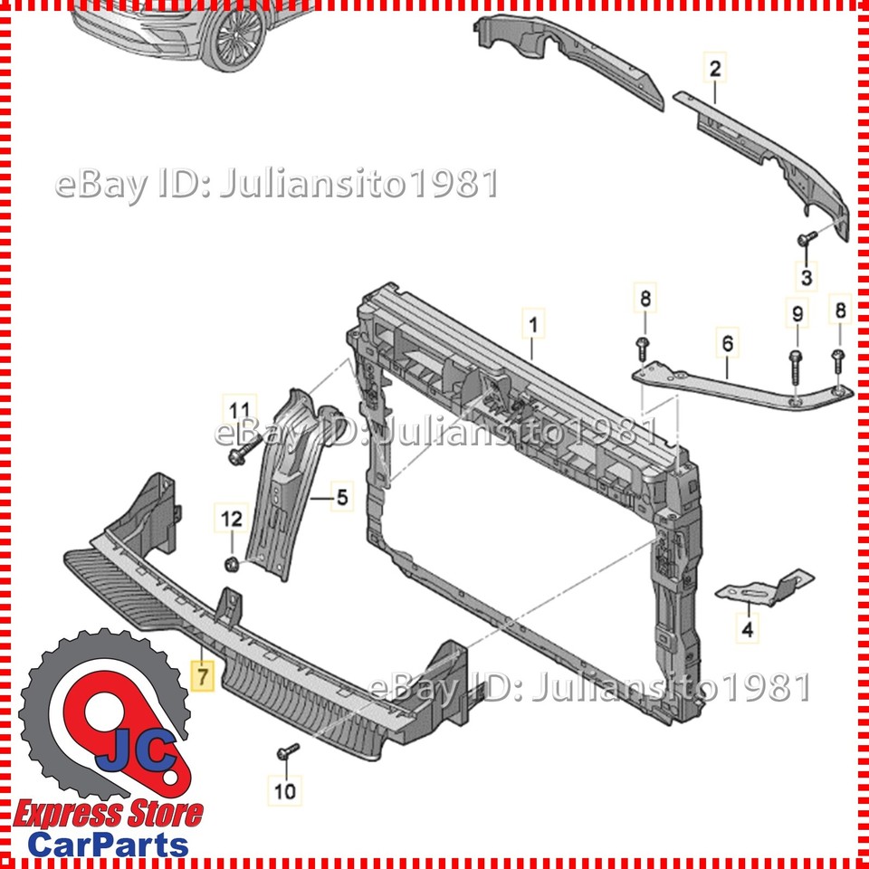 5NN805705F VOLKSWAGEN GENUINE OEM TIGUAN CENTER RADIATOR GUIDE SECTION ...