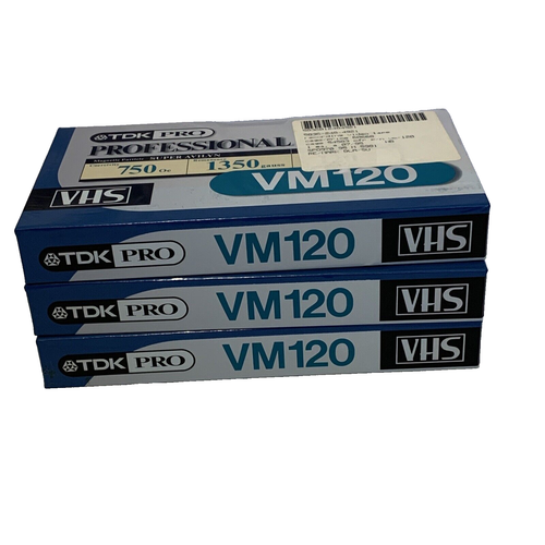 3 TDK Professional VM120 High Definition Blank VHS Super Avilyn New ...