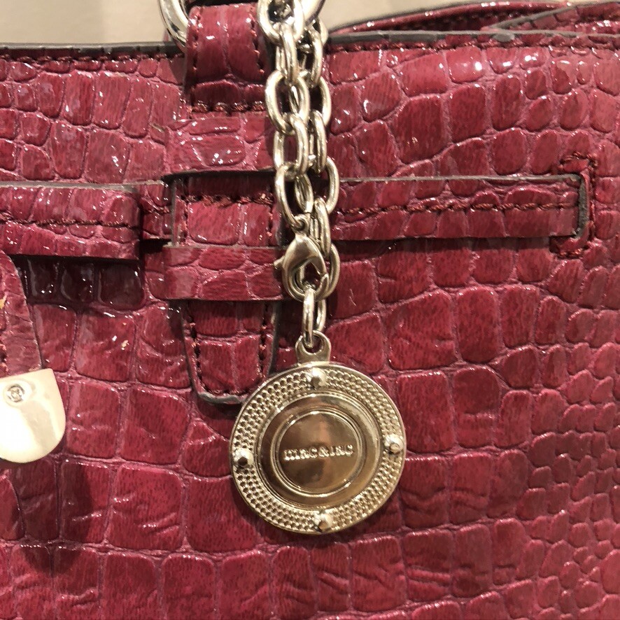 Mac & Jac Maroon Snakeskin pattern Shoulder Tote (E09… - Gem