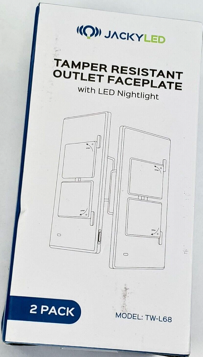 JACKYLED Tamper Resistant Outlet Faceplate with LED Nightlight - 2 Pack ...