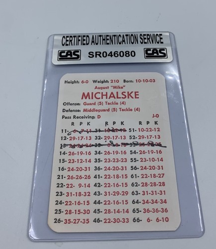 Mike Michalske Signed 1973 APBA Football GAME Card COA | eBay