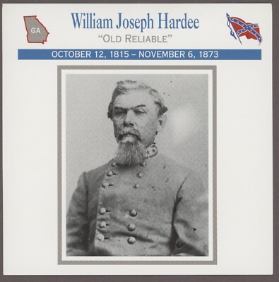William Joseph Hardee Atlas Civil War Card Officers Enlisted Men | eBay