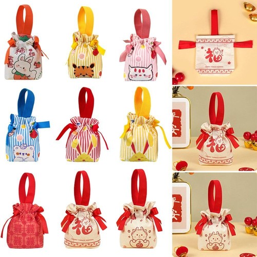Chinese New Year Wedding Gift Bags Canvas Blessing Packing Drawstring ...