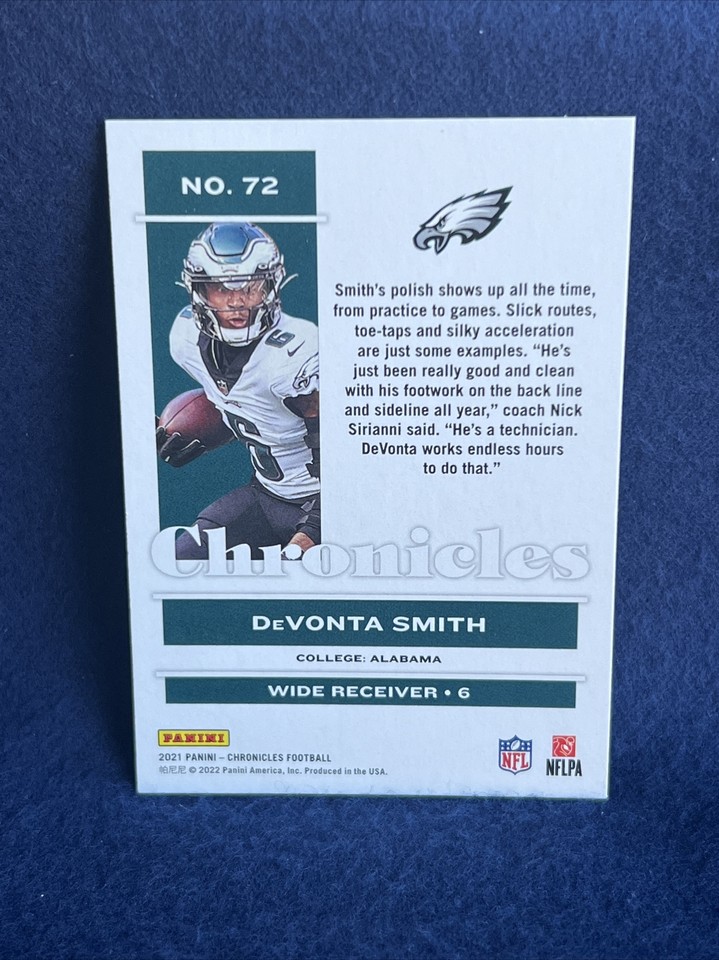 DeVonta Smith 2021 Panini Chronicles Rookie Card Philadelphia Eagles RC ...