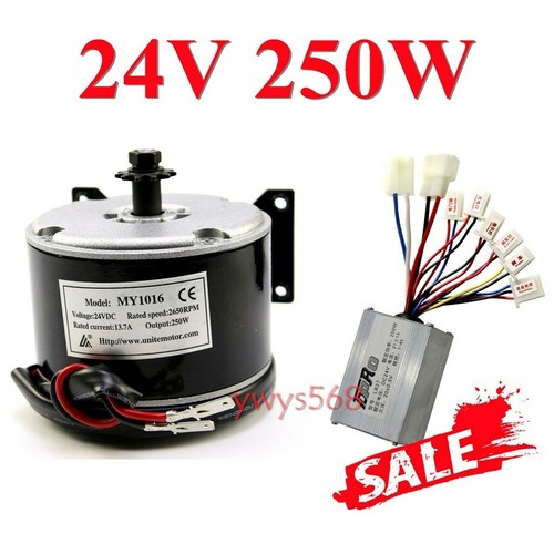 MY1016 250W 24V Brush Motor + Speed Controller Box Electric Scooter e ...