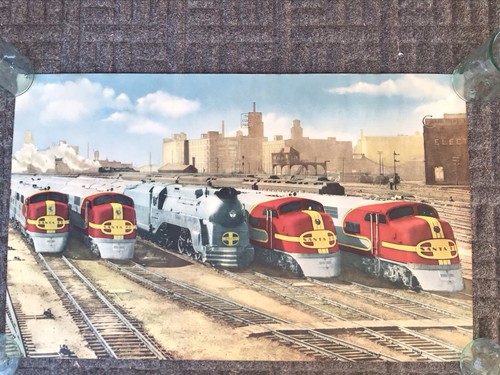 Original 1937 Santa Fe (ATSF) Color Print Of 4 E-Units & Blue Goose | eBay