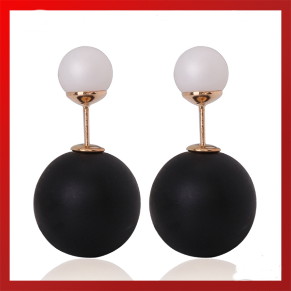 Doppel zwei Perlen Ohrringe Shamballa Strass Kristall Gold Silber ...