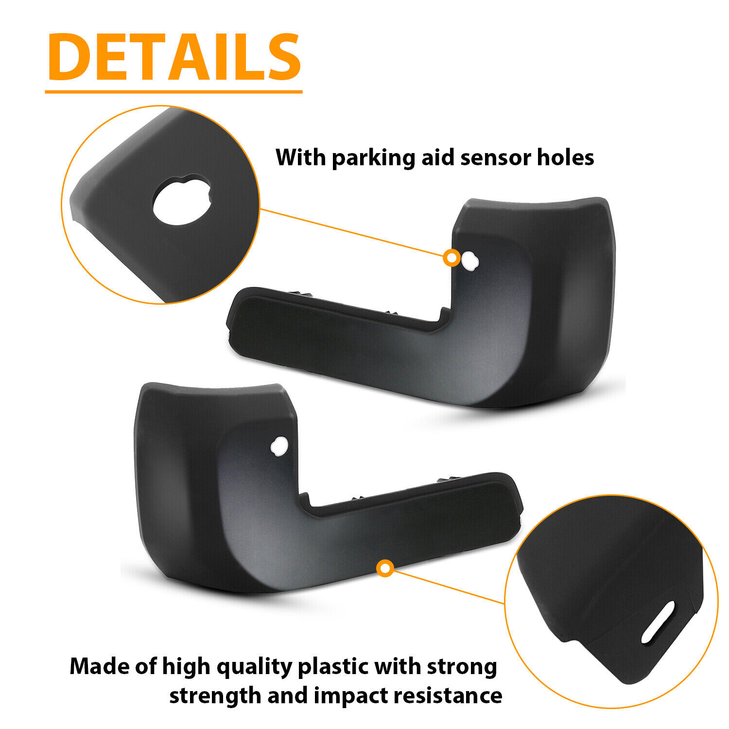 Rear Bumper End Caps Black W/ Sensor Hole Set Pair For Toyota Tacoma ...