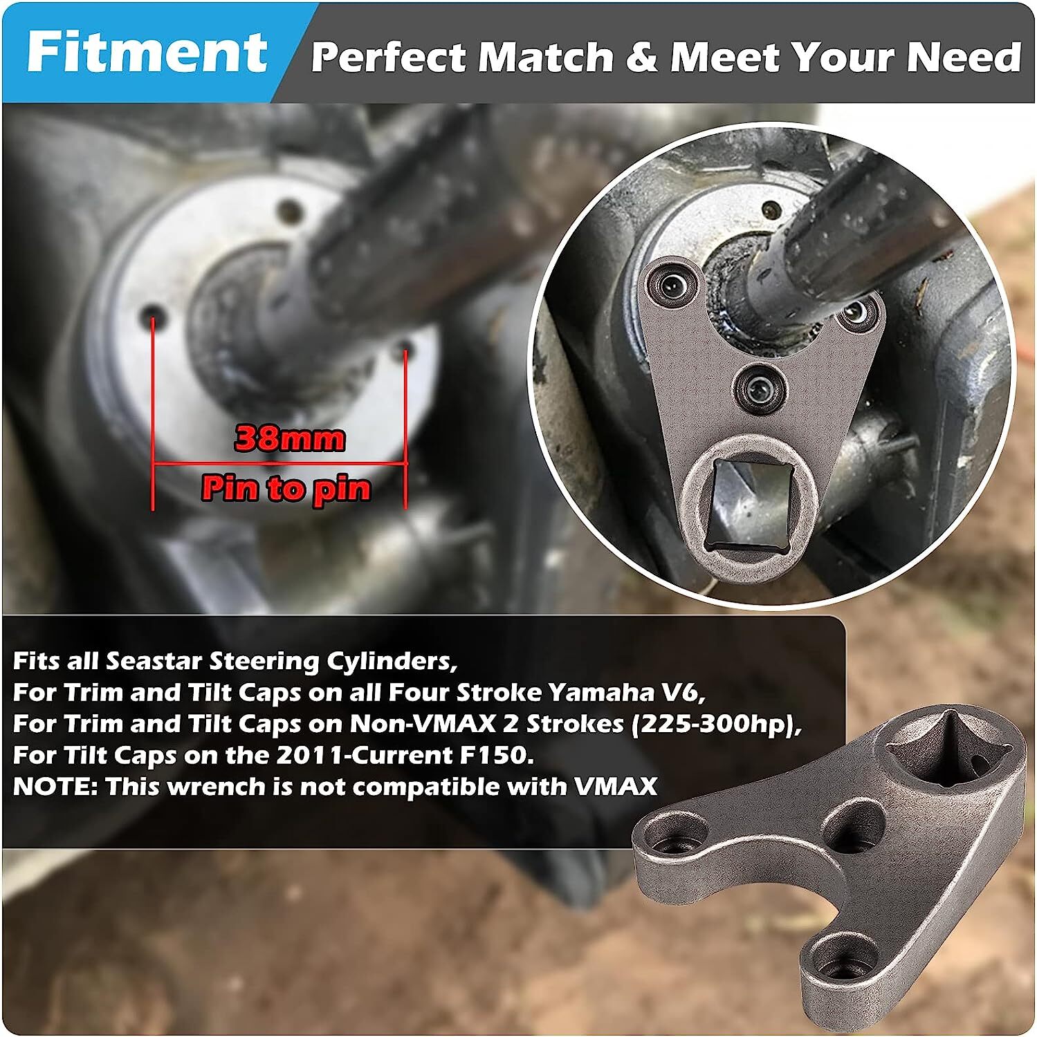 for Seastar Stroke Yamaha 38mm Outboard Trim/Tilt Pin Wrench MT0004 ...