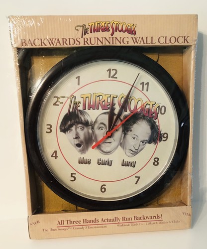 Vintage Three Stooges Wall Clock Backwards Running 2000 Worldwide Watch ...