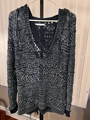 Women’s Maurices Pull Over Knit Sweater With Hood Low V-Neck. Size Large | eBay