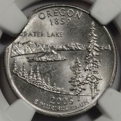 2005 P NGC MS64 Curved Clip Oregon Statehood Quarter Mint Error Very ...