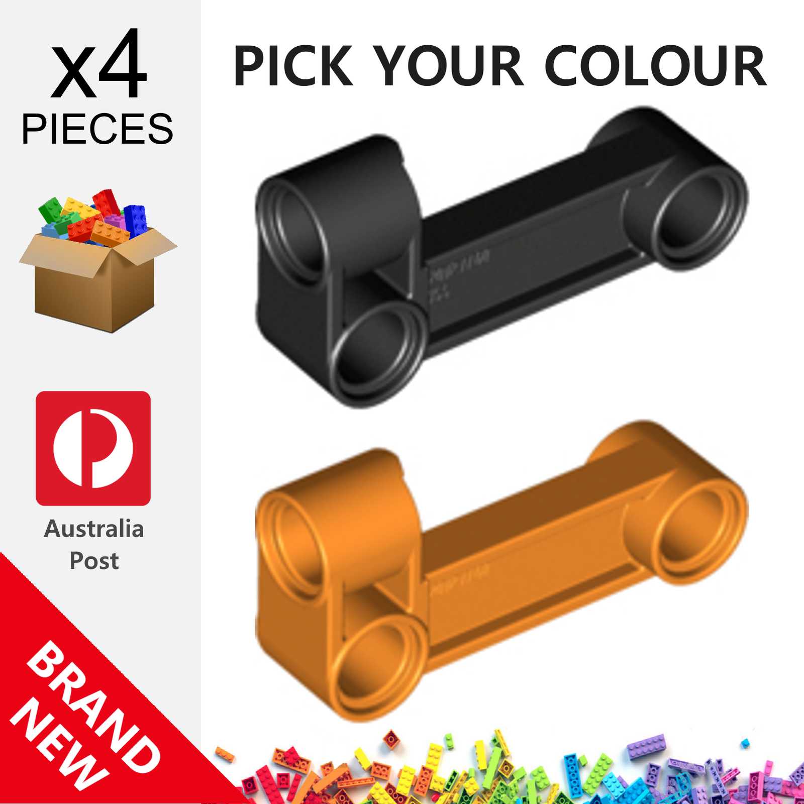 4x Genuine LEGO™ - Technic Pin Connector Perpendicular 2 x 4 Bent ...