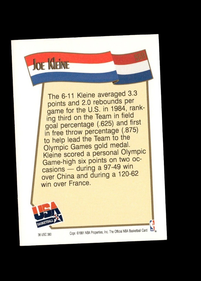 Joe Kleine 1991-92 NBA Hoops USA authentic autographed card | eBay