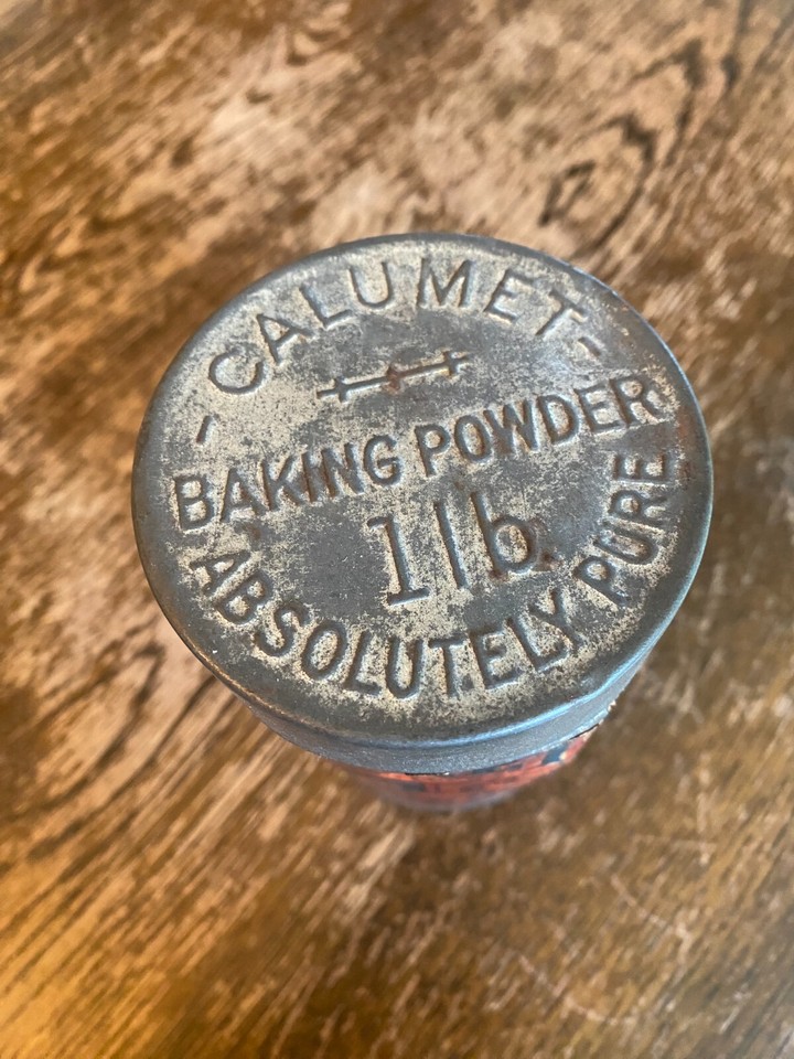 Vtg. CALUMET Baking Powder Can Antique Indian Head Label 1 lb Tin Can ...