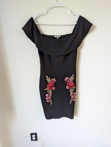 Embroidered Charlotte Rouse Size Medium Women's Black Cocktail Dress ...