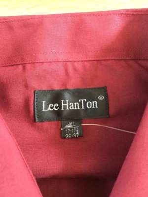 NWT Lee Hanton Burgundy Red LS Button-Down Dress Shirt 17-17 1/2 36-37 ...