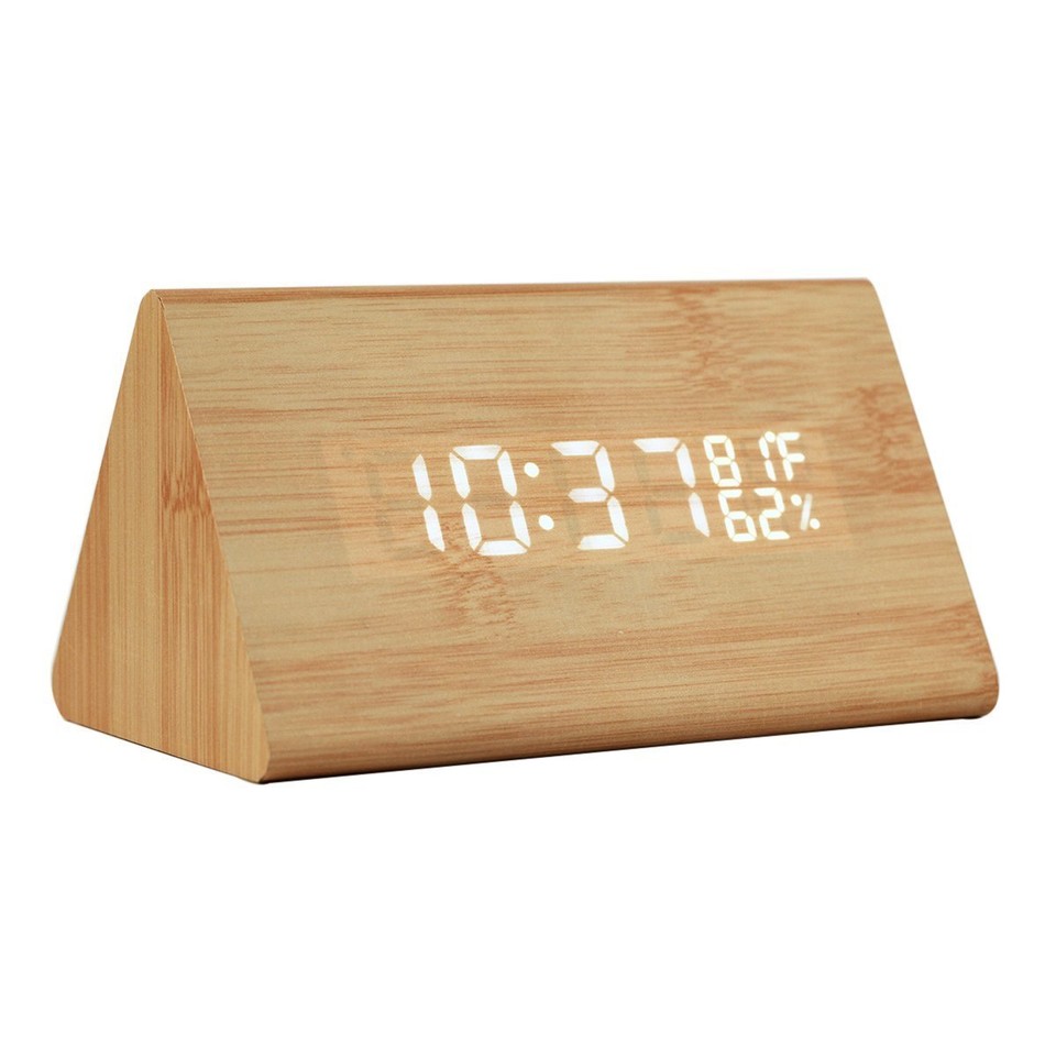Digital Wood Clock Sound Activated LED Alarm Clock Multi-function ...