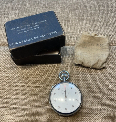 Vintage A.R & J.E. Meylan Type 208A Stopwatch w/ Original Box & Sack ...