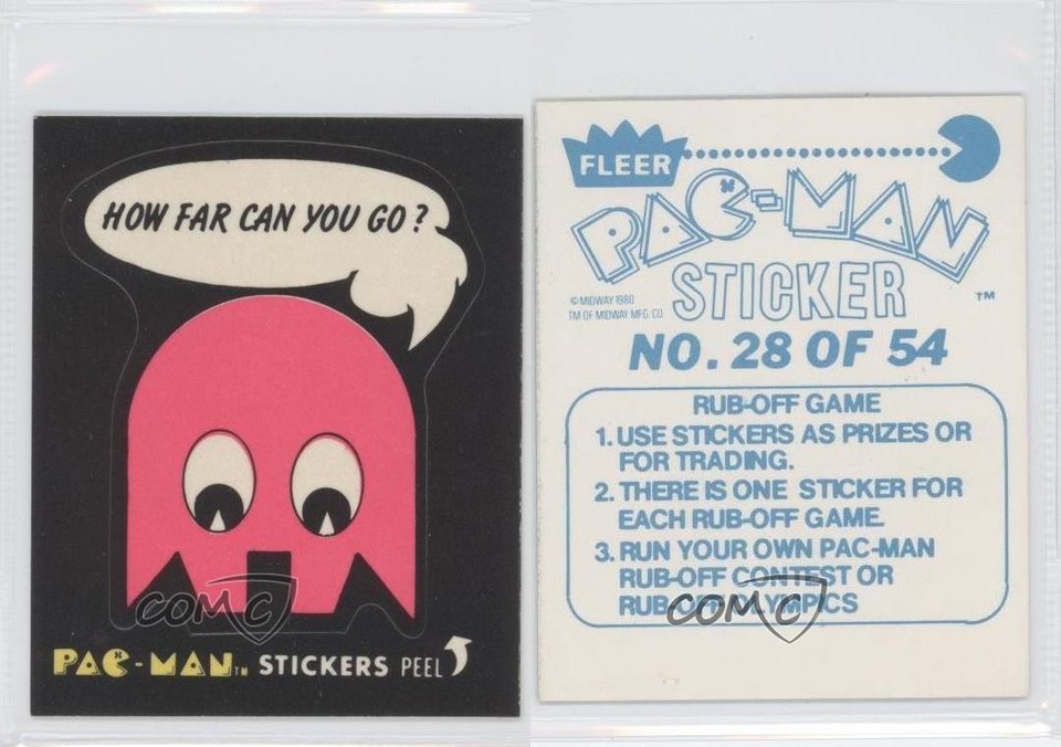 1980 Fleer Pac-Man Stickers How Far Can You Go? (No Eyes) #28 00ah | eBay
