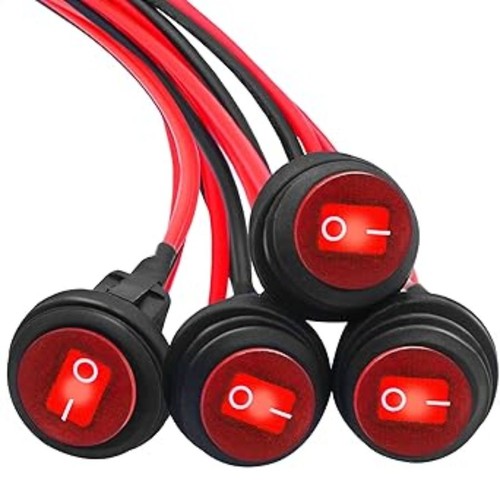 4PCS Waterproof Rocker Switch 12V Round Toggle Switch SPST 3 Pin ON Off ...