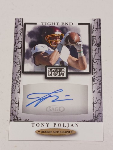 Tony Poljan Baltimore Ravens 2021 Sage Premier Draft Certified ...