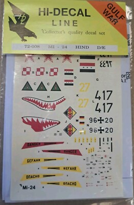 Hi-Decal 1/72 Mi-24 Hind D/E Helicopter Sharkmouth Soviet Iraq German ...
