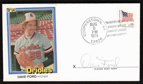 Dave Ford Signed Envelope Pasted on Baseball Card Baltimore Orioles ...