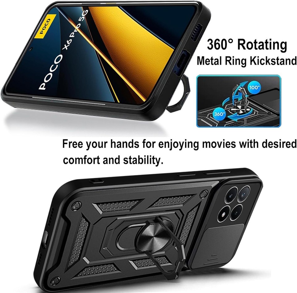 For Xiaomi Poco X6 PRO 5G/ X6 X5 F6 M6 Pro 4G/5G Case, Ring Phone Stand ...