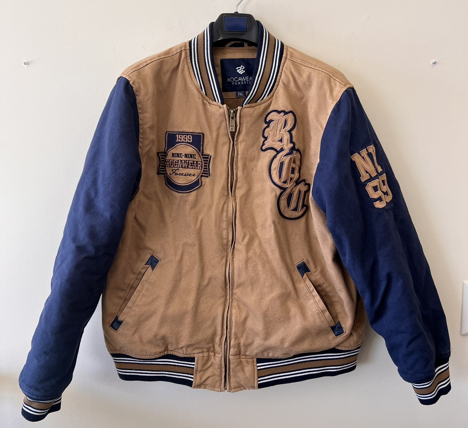 Rocawear - NY99 Varsity Letterman Jacket - 90's Hip Hip - 2XL (fits ...