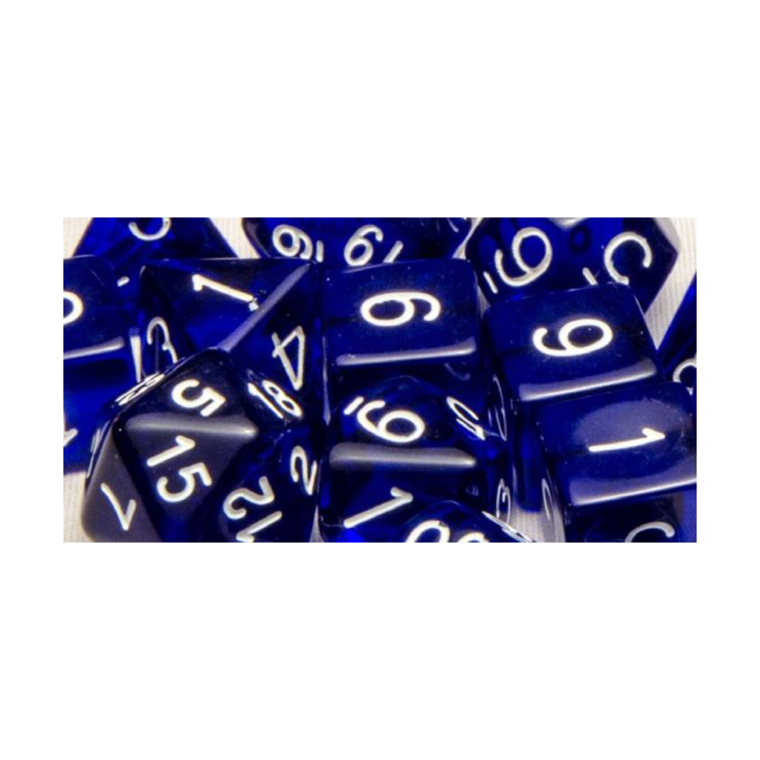 Set of 15 Large High-visibility Polyhedral Dice Translucent Dark Blue ...